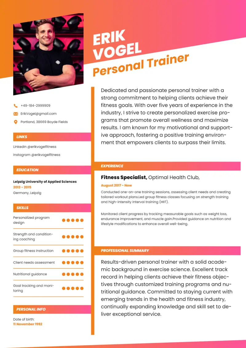 Personal Trainer Resume Examples That Work in 2023
